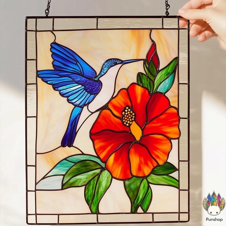 Digital Download Pattern Hummingbird and Hibiscus PUN133, Diy Stained ...