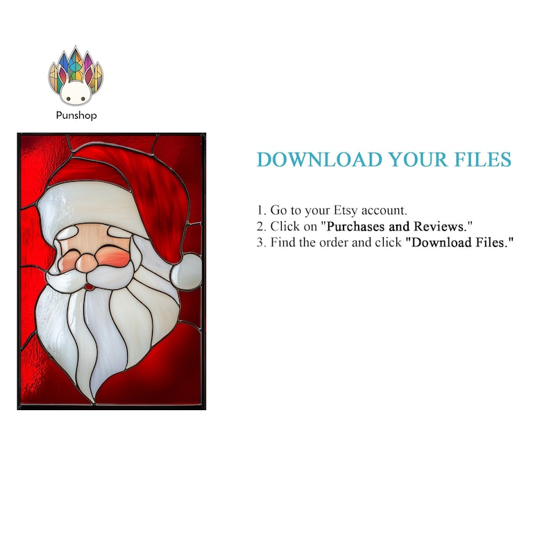 Digital Download PATTERNS, Stained Glass Window With Santa Claus ...