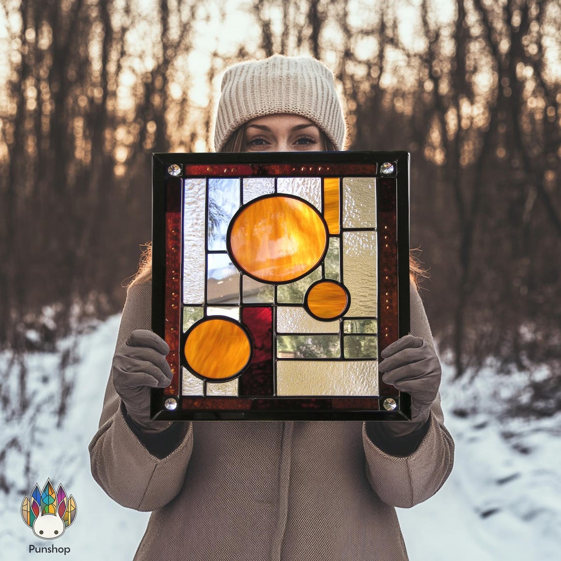 Digital Download Pattern Amber Circles Geometric - Stained Glass Window ...