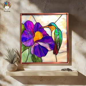 Digital Download Pattern Stained Glass Hummingbird PUN75 , Diy Stained ...