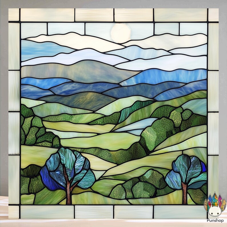 Pattern Mountain Landscape Stained Glass Suncatcher PUN 11 , Diy ...