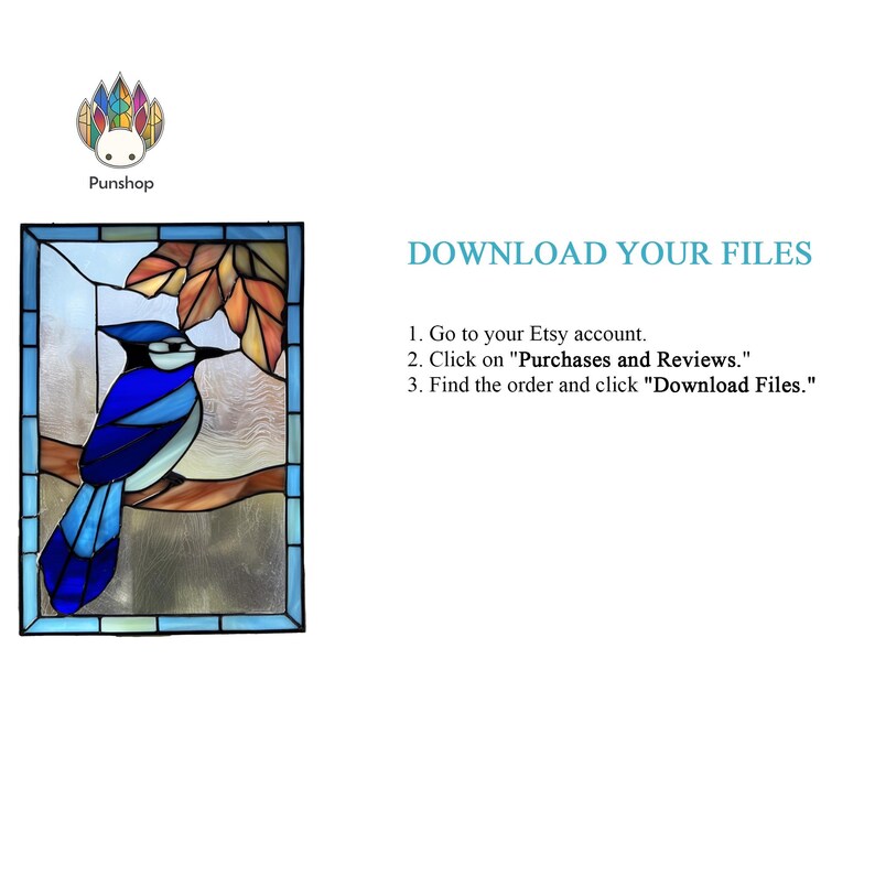Pattern Blue Jay Stained Glass Pattern PDF – Bird With Autumn Leaves ...