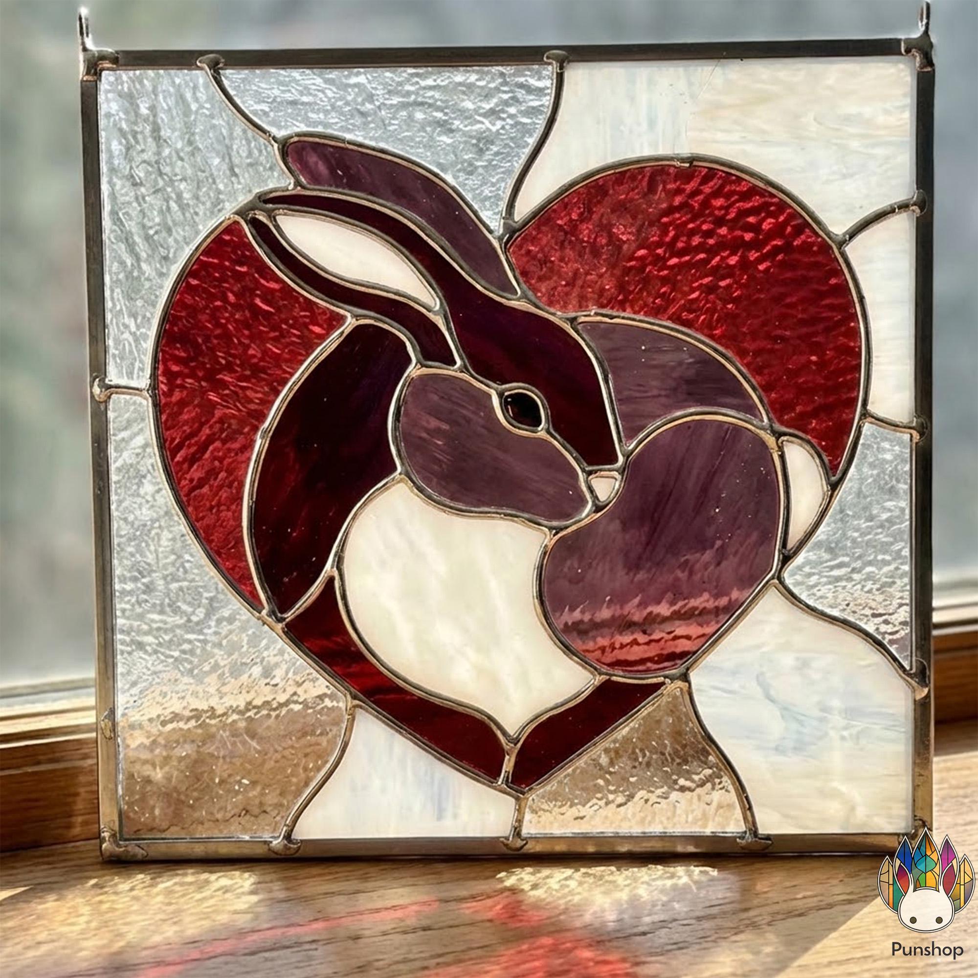 PUN792 Easter Bunny Pattern PDF, Stained Glass Heart Square Panel ...