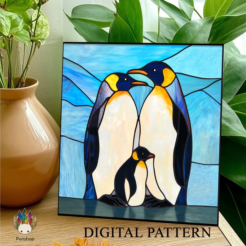 Digital Download Pattern Stained Glass King Penguin Stained Glass PUN22 ...