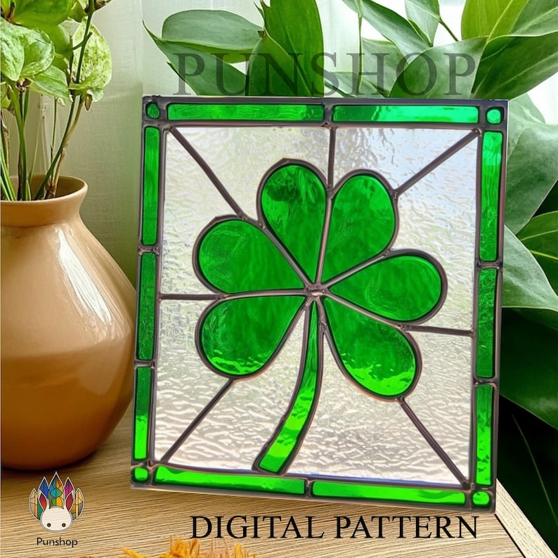 Digital Download Stained Glass Pattern Shamrock Stained Glass Pattern ...