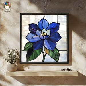 Digital Download PATTERNS Blue Flower ,stained Glass Window Panels ...