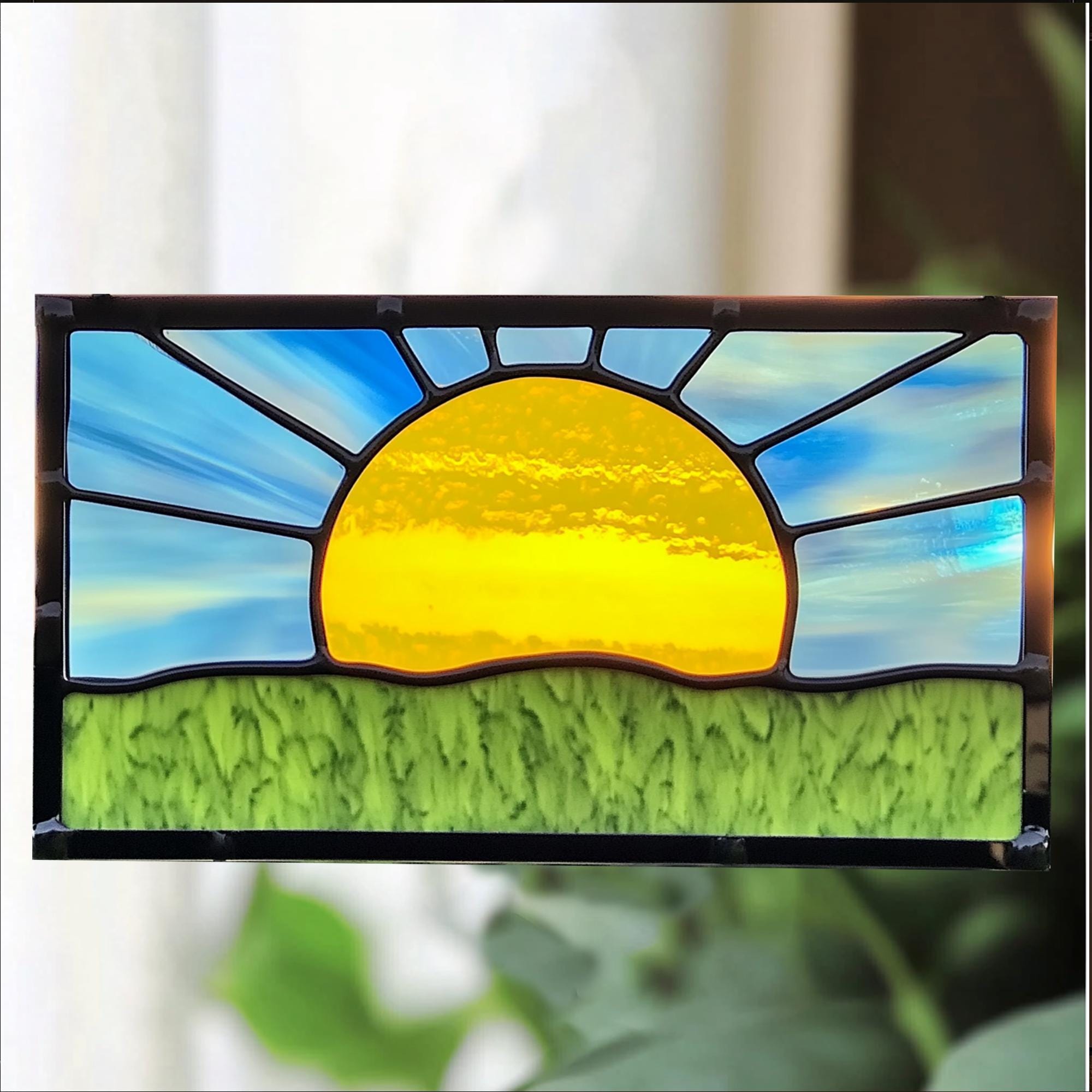 STAINED GLASS Pattern,stained Glass Sunrise,morning Sun PUN244, Diy ...