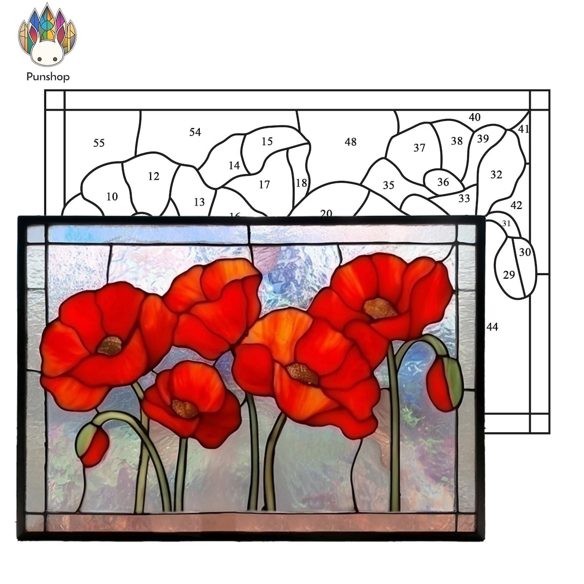 Digital Download PATTERNS NPUN524 Stained Glass Red Poppy Panel ...
