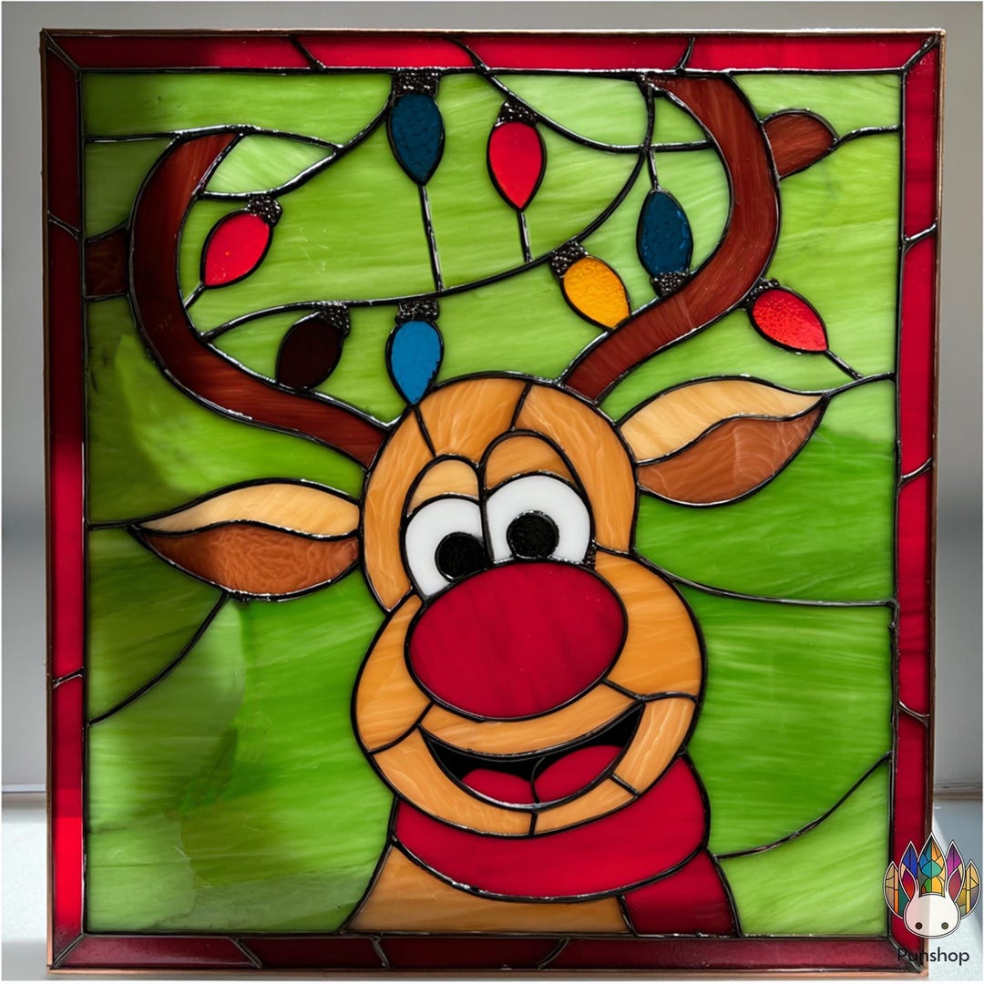Digital Download PATTERNS, NPUN423 Santa's Reindeer Rudolf Stained ...