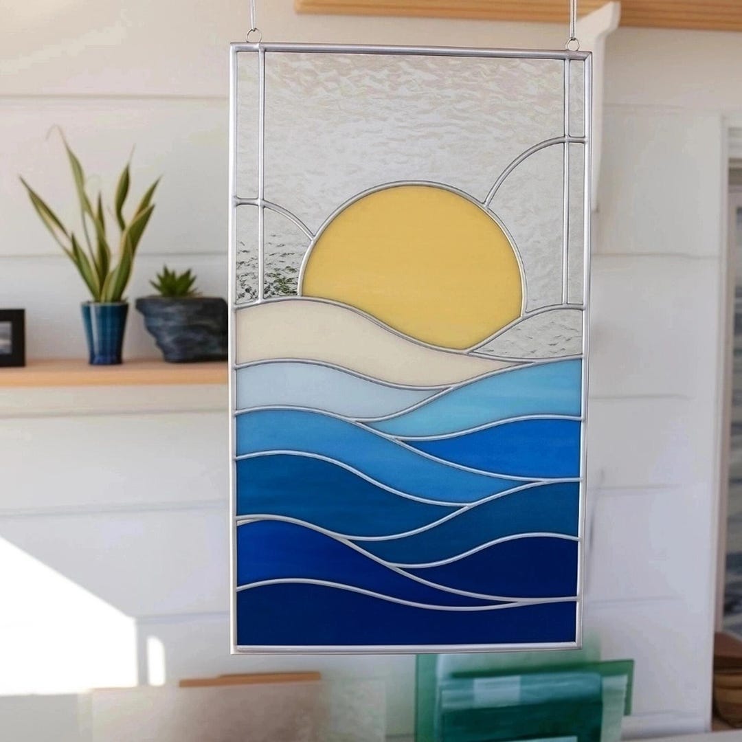 Digital Download Pattern Stained Glass Panel, Sun, Stained Glass Window ...