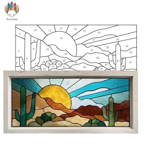 Pattern Digital Download PUN546 Desert Sunset Stained Glass Panel ...