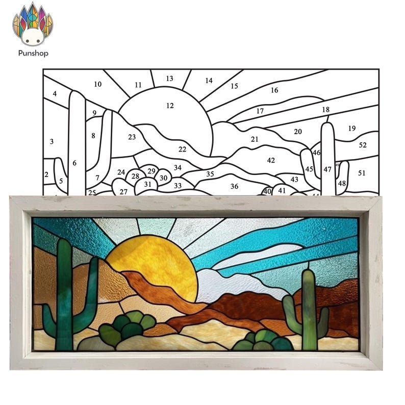 Pattern Digital Download PUN546 Desert Sunset Stained Glass Panel ...