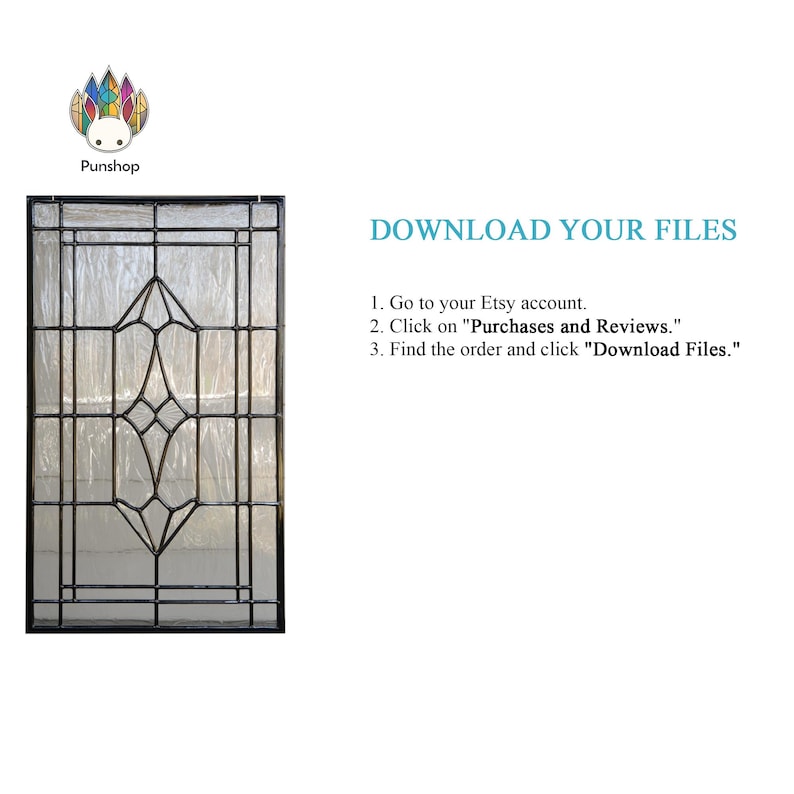 Digital Download PUN606 Geometric Stained Glass Pattern, Clear Beveled ...