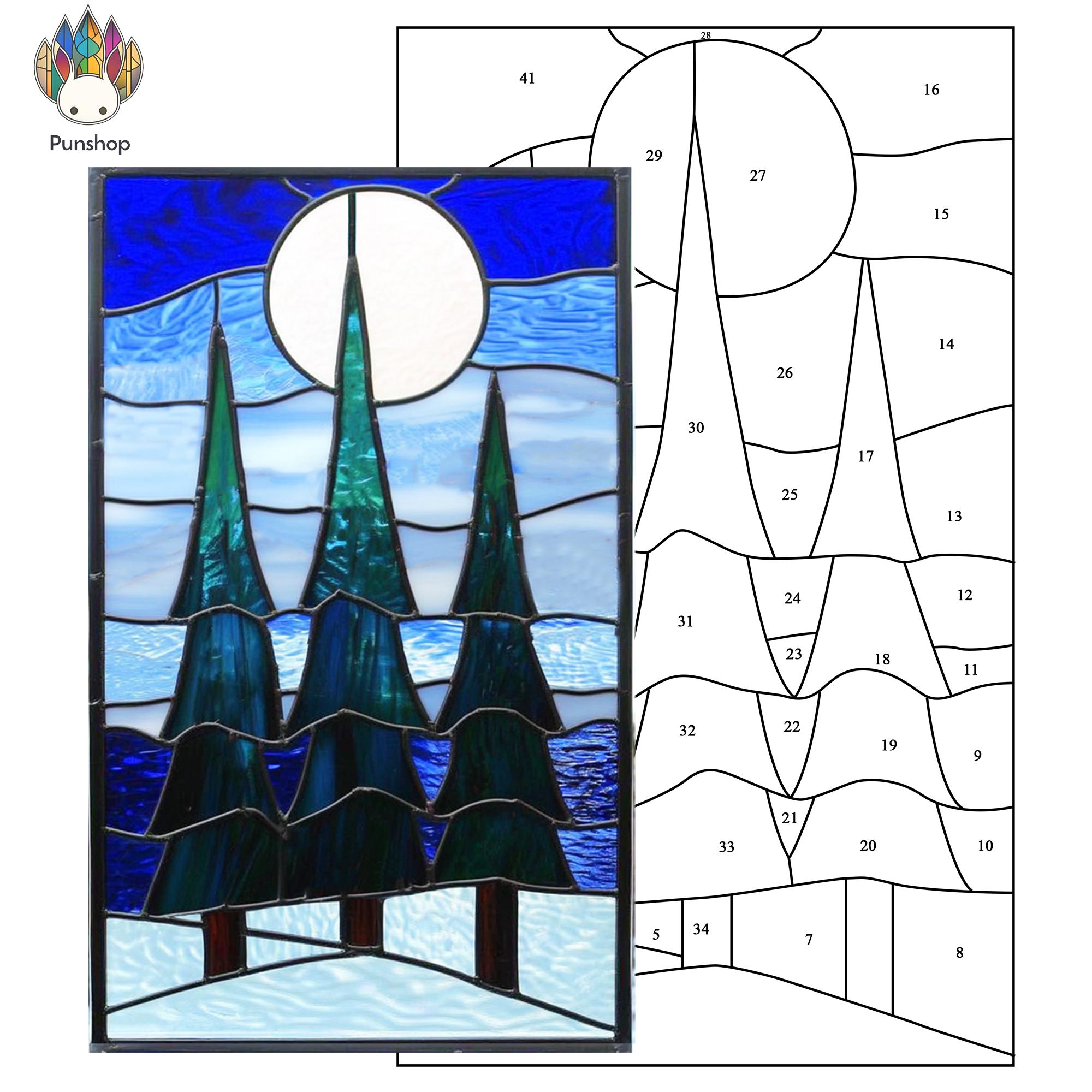 Digital Download PATTERNS Winter Pine Forest Stained Glass PUN263 - Etsy