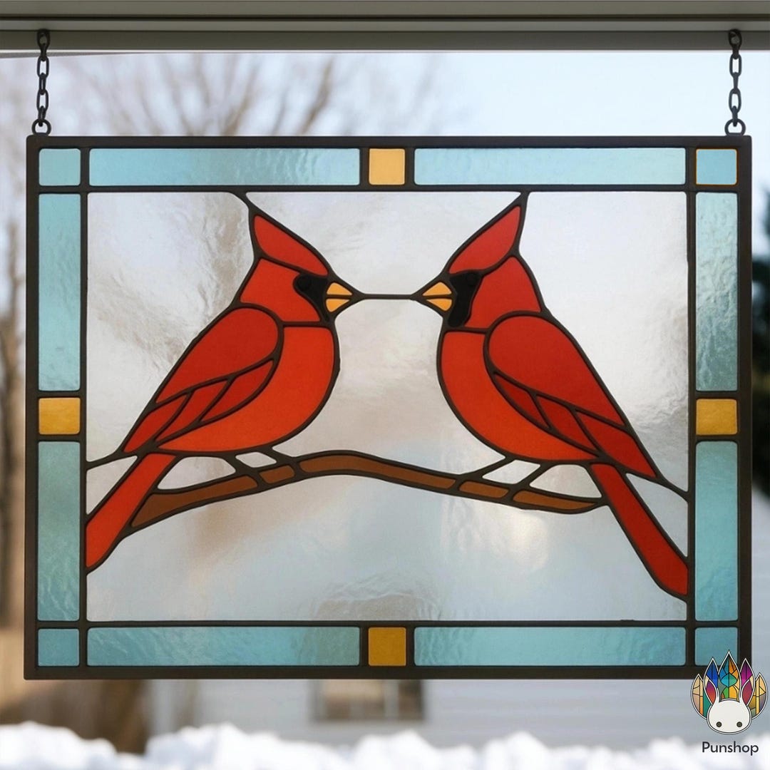 Digital Download Pattern Stained Glass Two Cardinals Painting NPUN331 ...