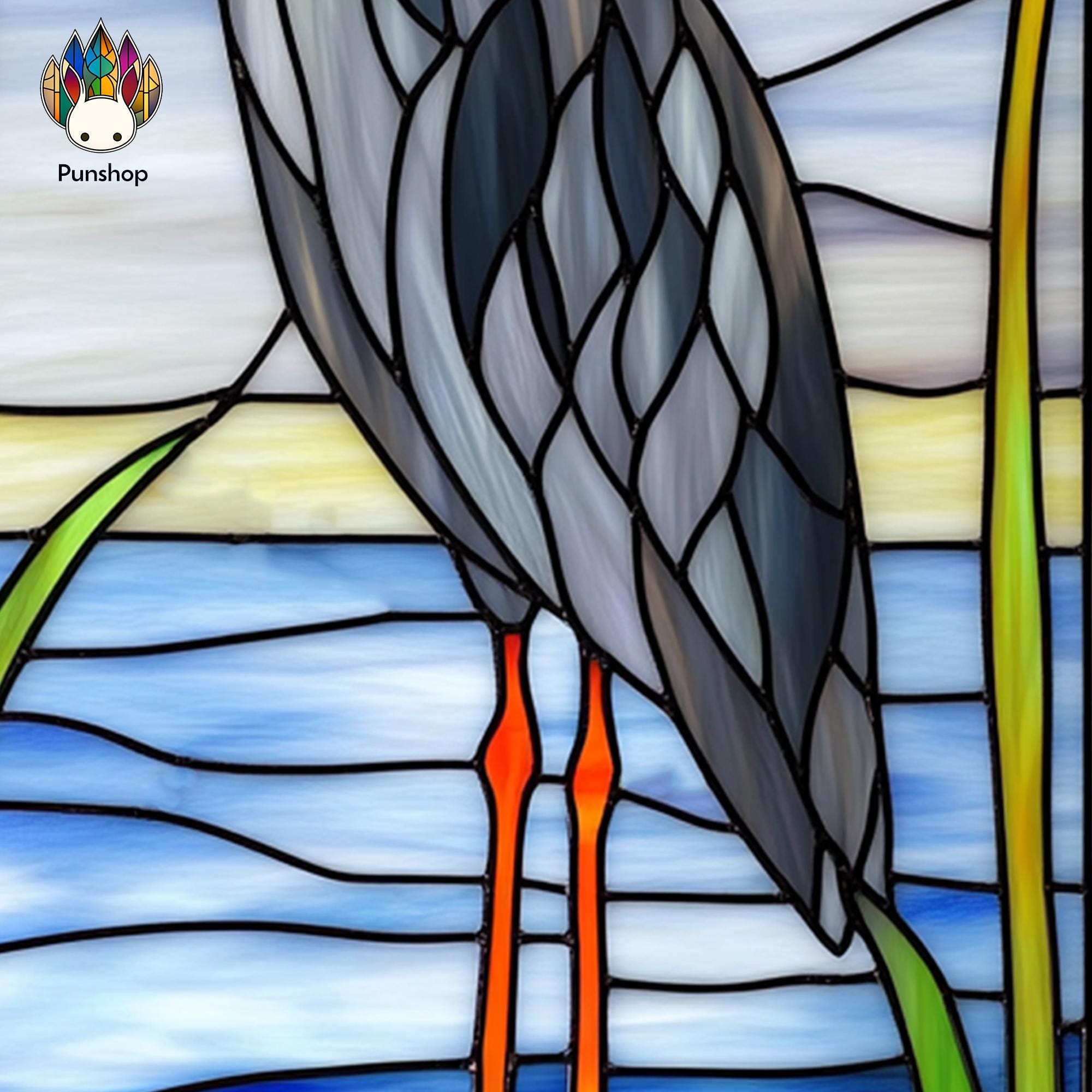 Digital Download Pattern Stained Glass Blue Heron PUN28 , Diy Stained ...