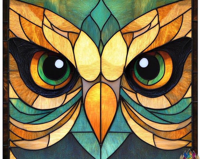 Owl Eyes Stained Glass Pattern: Modern Suncatcher (PDF & JPEG) - Etsy ...