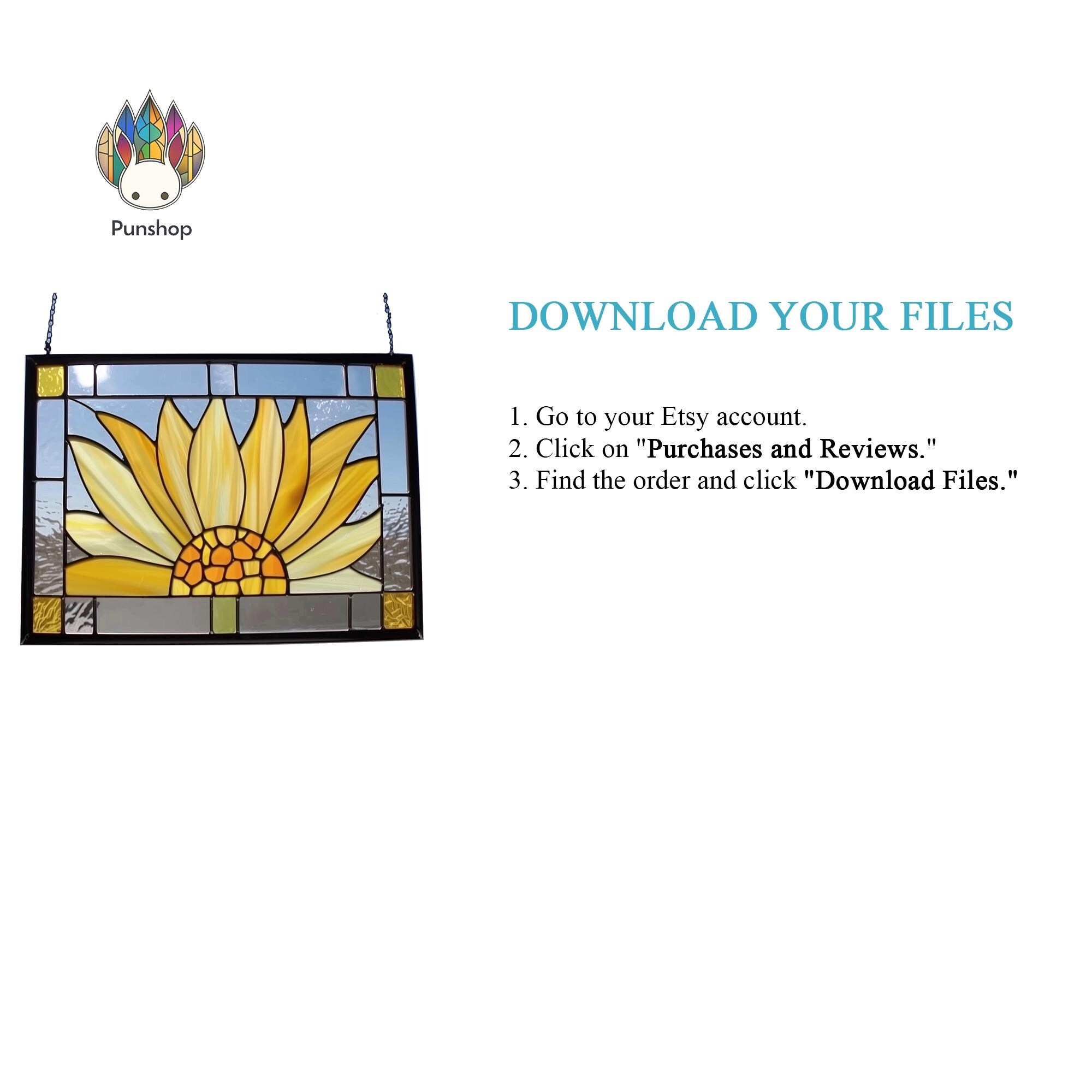 Digital Download PATTERNS Bright Yellow Sunflower Stained Glass PUN230 ...