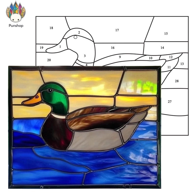 Digital Download Stained Glass Pattern NPUN364 Mallard Duck, Diy ...