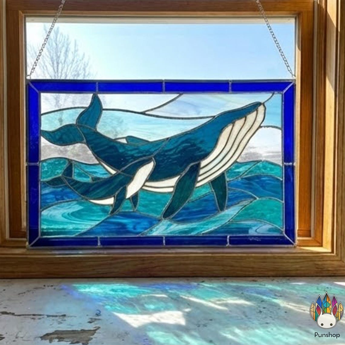 PUN747 Mother Baby Whale Pattern PDF, Stained Glass Ocean Panel ...