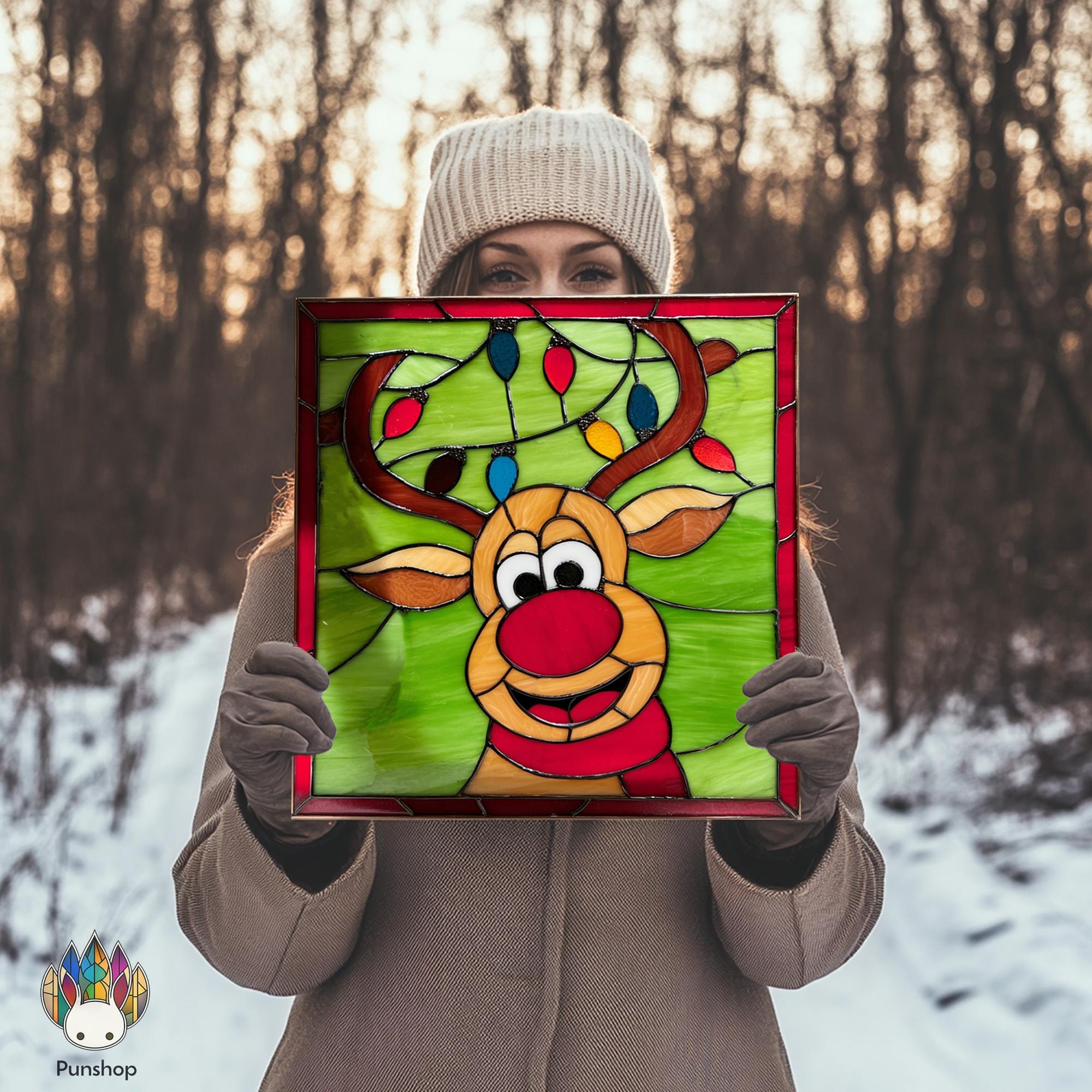 Digital Download PATTERNS, NPUN423 Santa's Reindeer Rudolf Stained ...