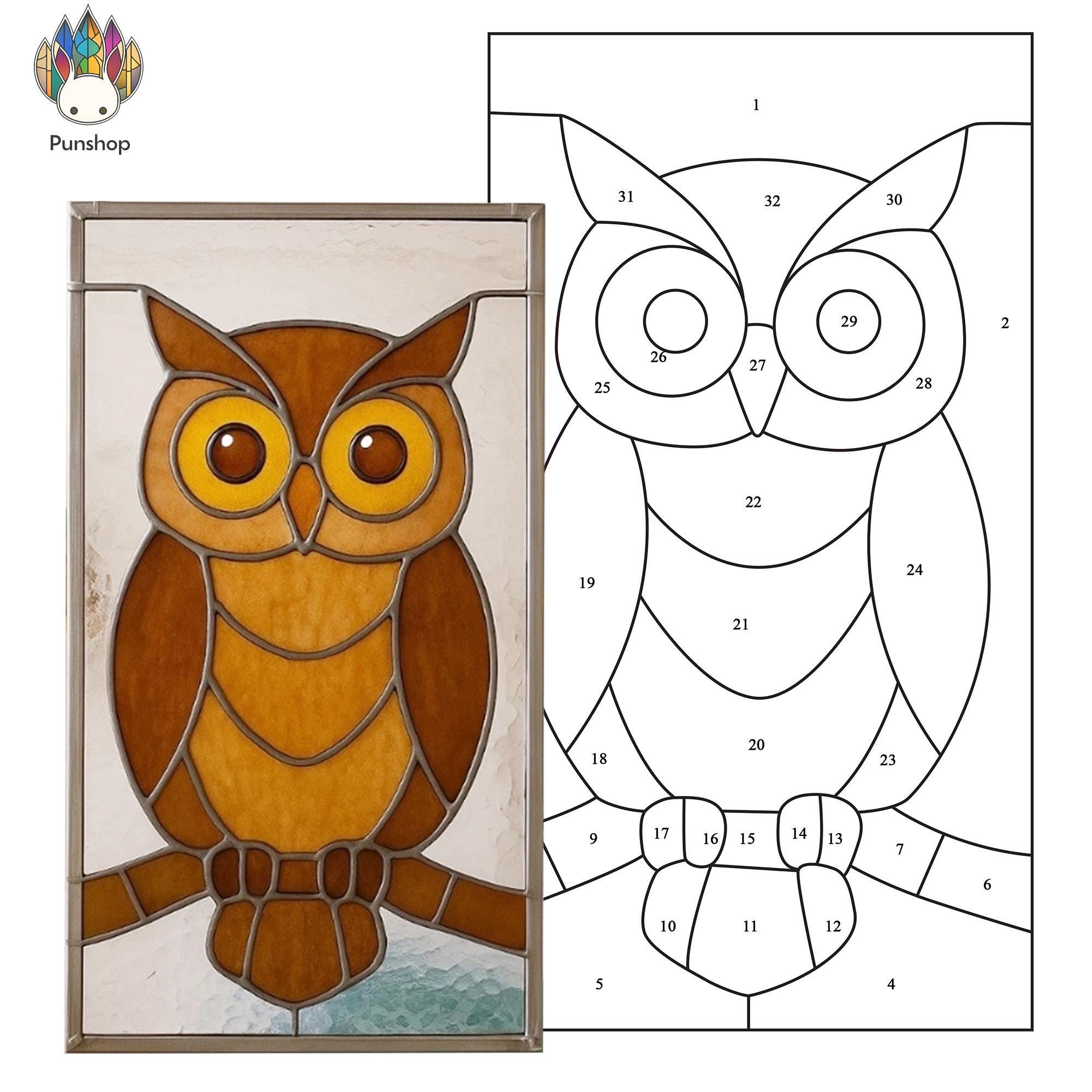 Digital Download Pattern Stained Glass Owl Eyes Stained Glass Pattern NPUN326 Owl , Diy Stained ...