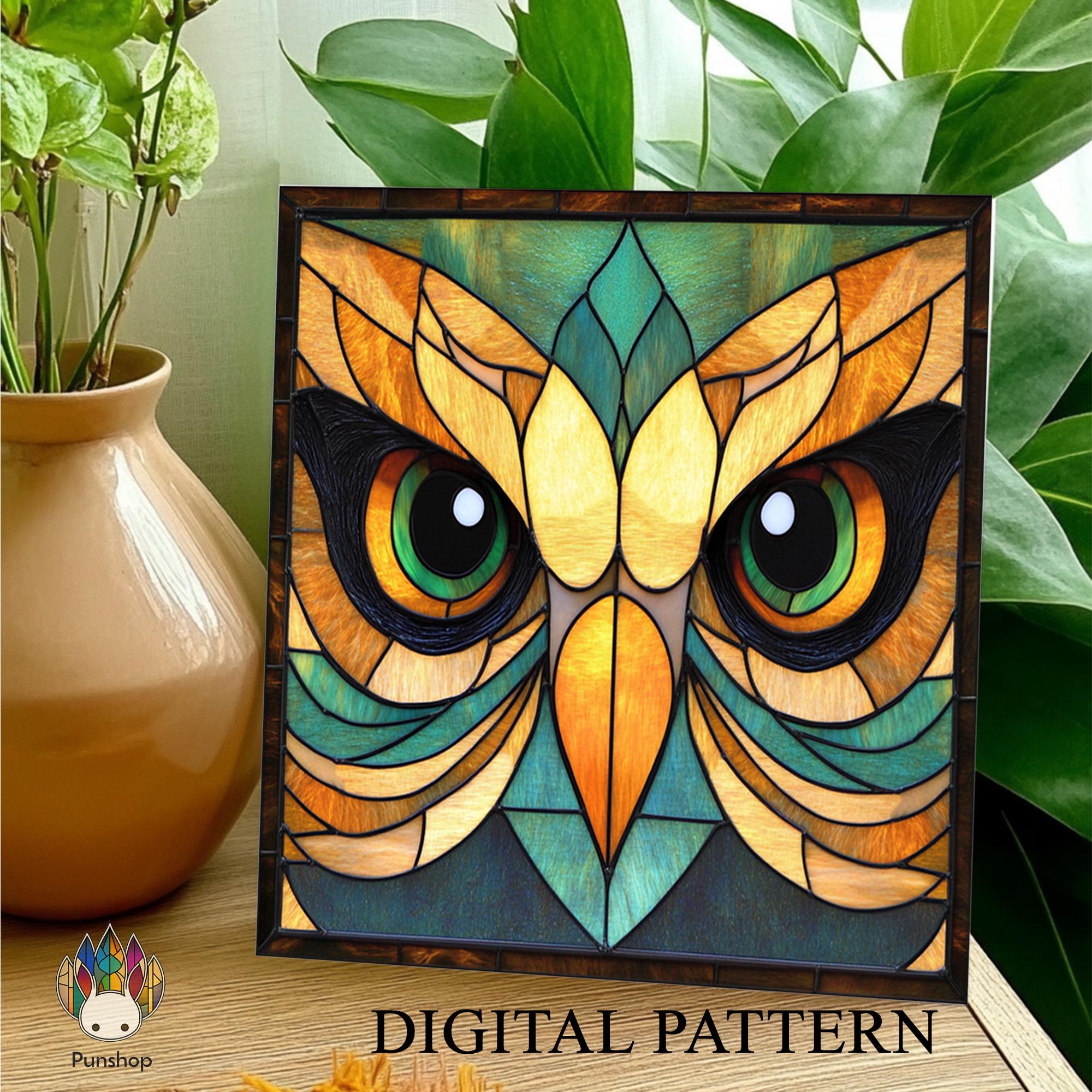 Digital Download Pattern Stained Glass Owl Eyes Stained Glass Pattern ...