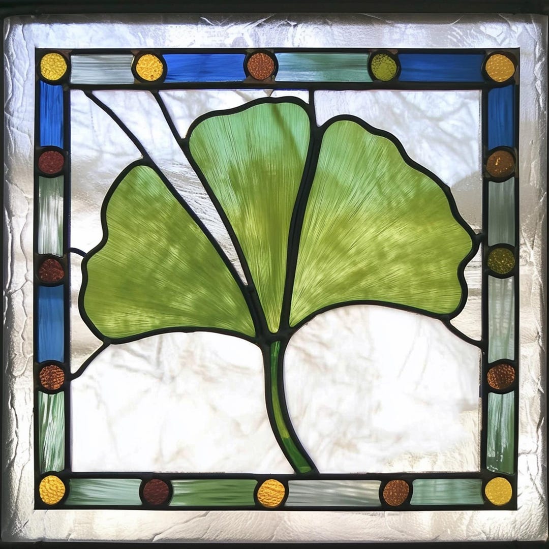 Digital Download Pattern Window Panel--gingko Leaf With Multi PUN159 ,modern Suncatcher, Diy ...