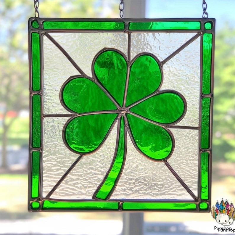 Digital Download Stained Glass Pattern Shamrock Stained Glass Pattern ...
