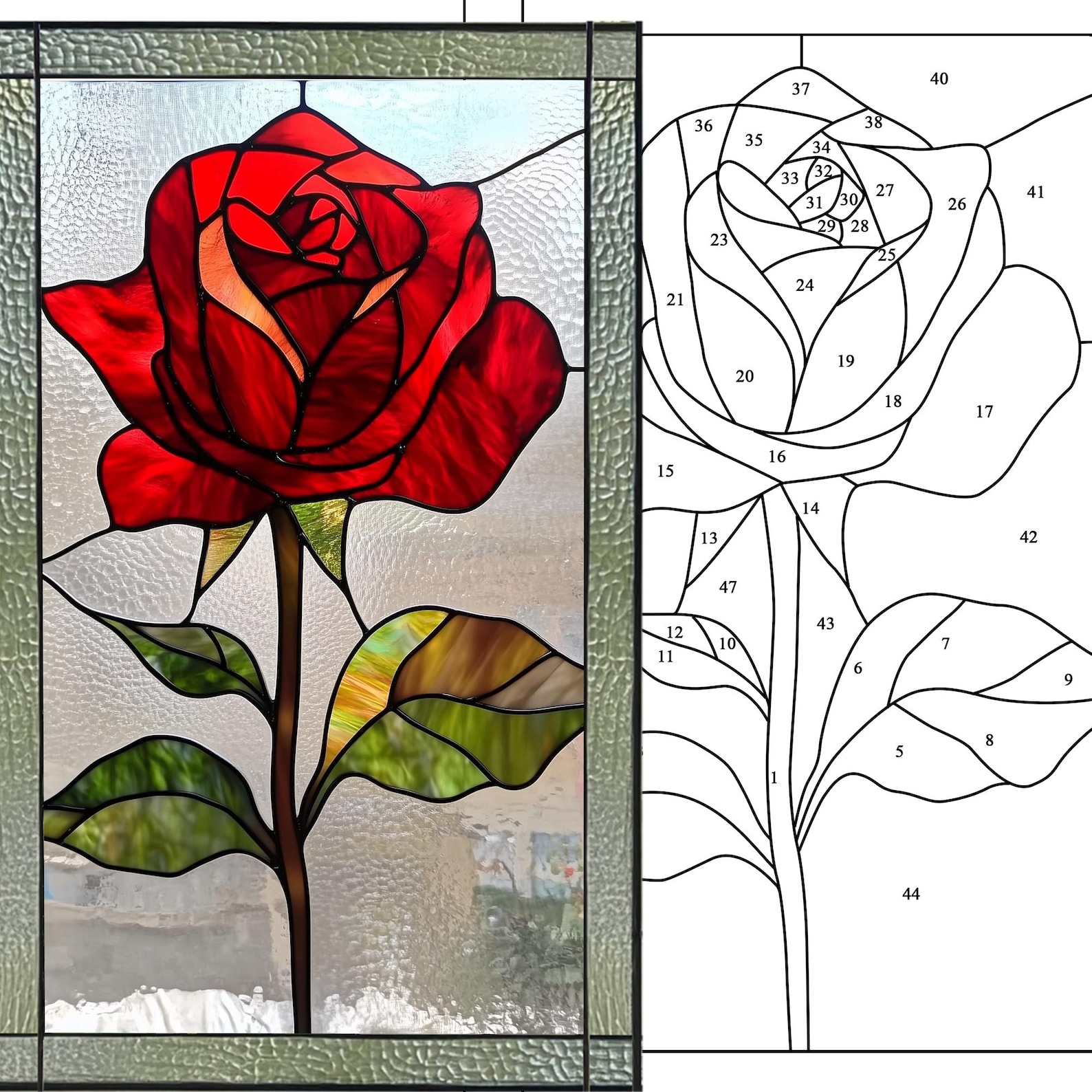 Digital Download PATTERNS Stained Glass Red Rose PUN56 , Diy Stained ...