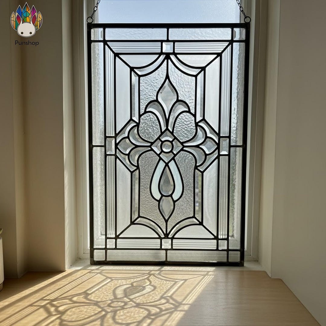 PUN858 Victorian Geometric Stained Glass Pattern, Classic Window Panel ...