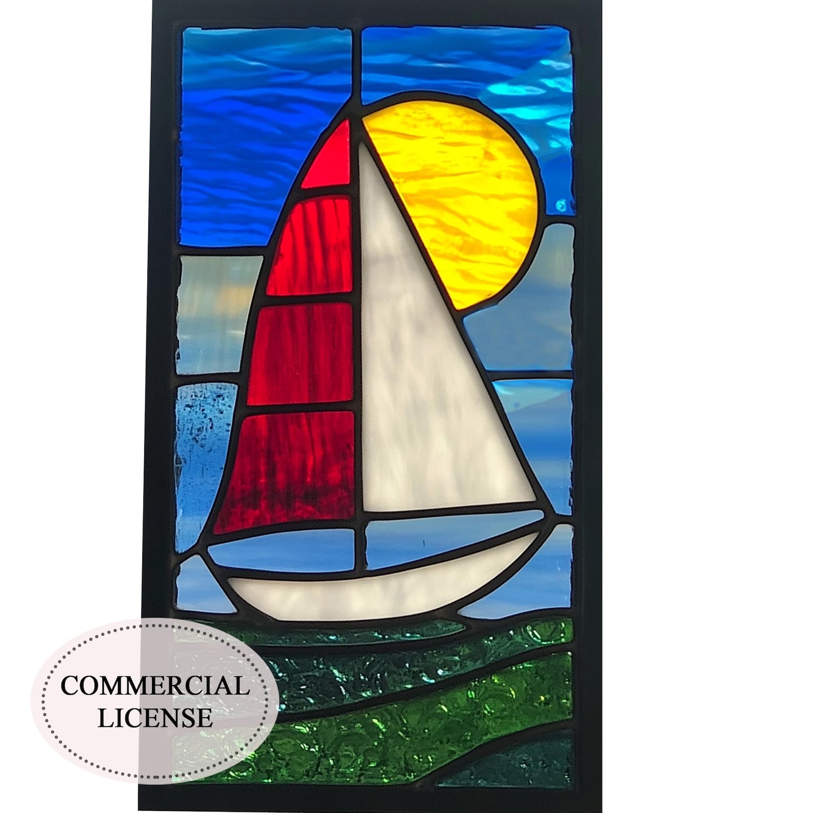 STAINED Glass PATTERN, Stained Glass Sailing Boat Panel. PUN245 , Diy ...
