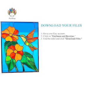 Digital Download Pattern Hummingbirds and Flowers PUN72, Diy Stained ...