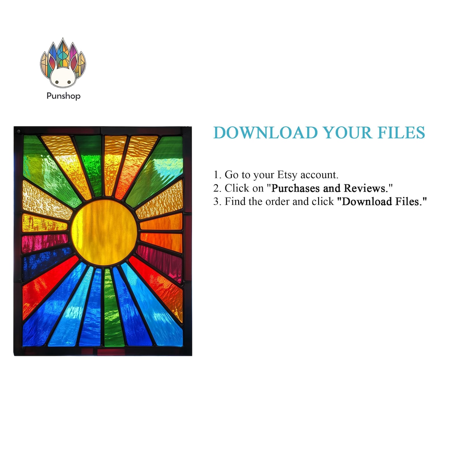 STAINED GLASS Pattern,rainbow Sunburst Stained Glass Window Panel PUN92 ...