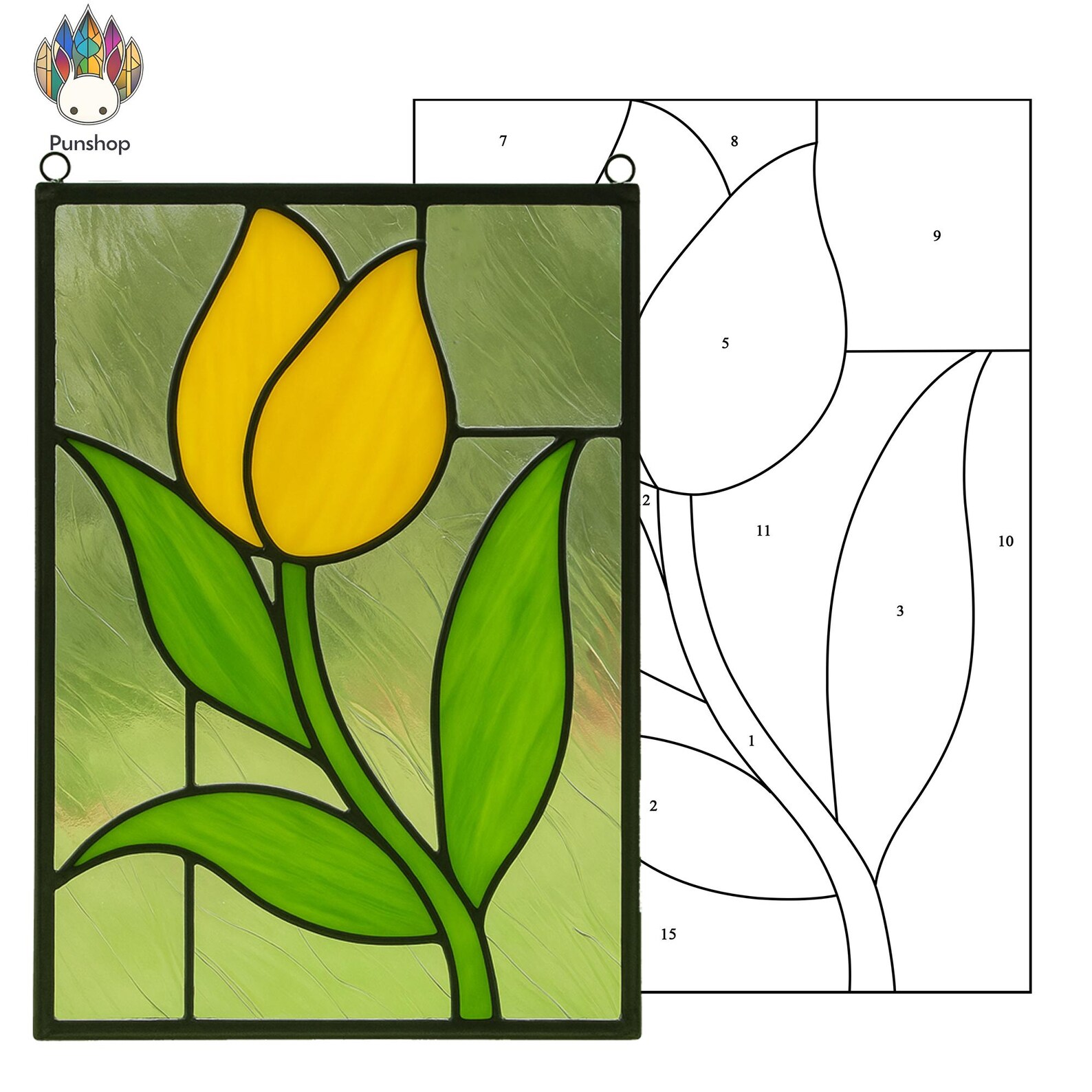 Digital Download PATTERNS Yellow Tulip Stained Glass PUN270 , Diy ...