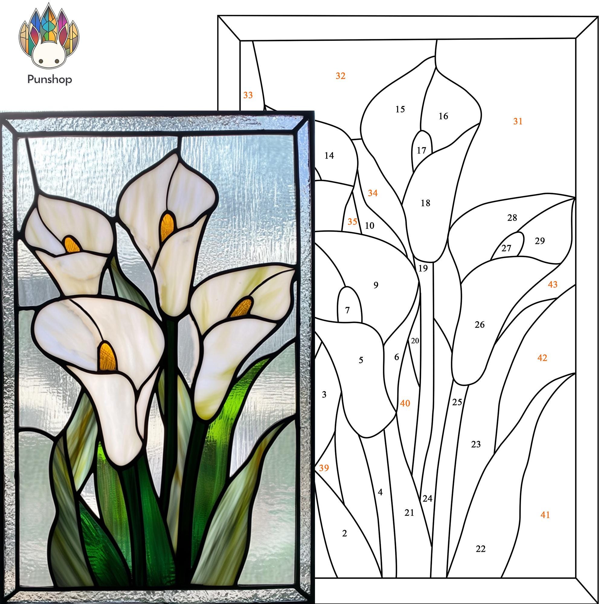 Digital Download PATTERNS Beauty of White Calla Lily in Stained Glass ...