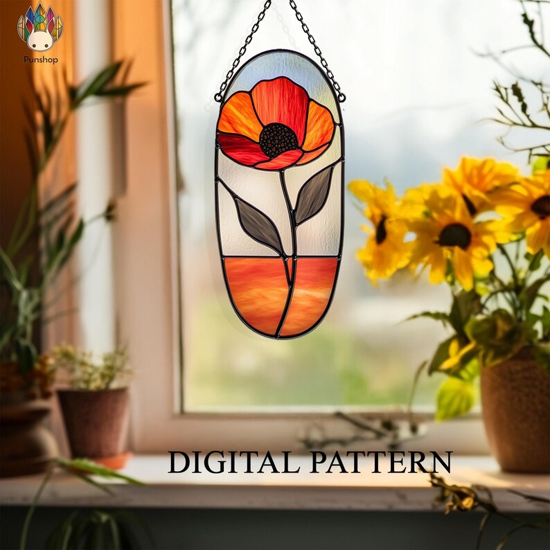 Digital Download PATTERNS Stained Glass Poppy , Diy Stained Glass Easy ...