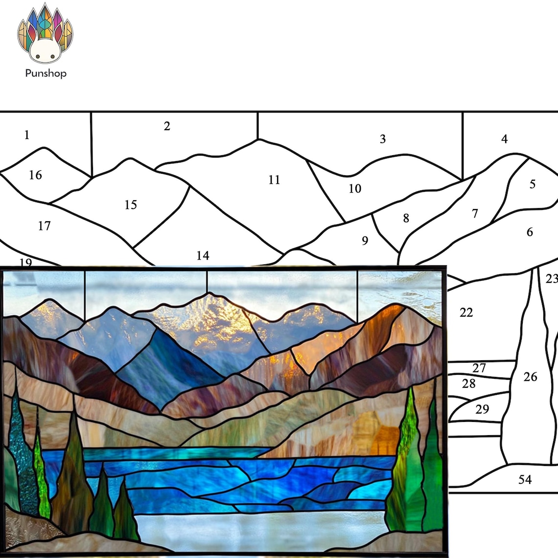 Digital Download Pattern Mountain Landscape Stained Glass Suncatcher ...