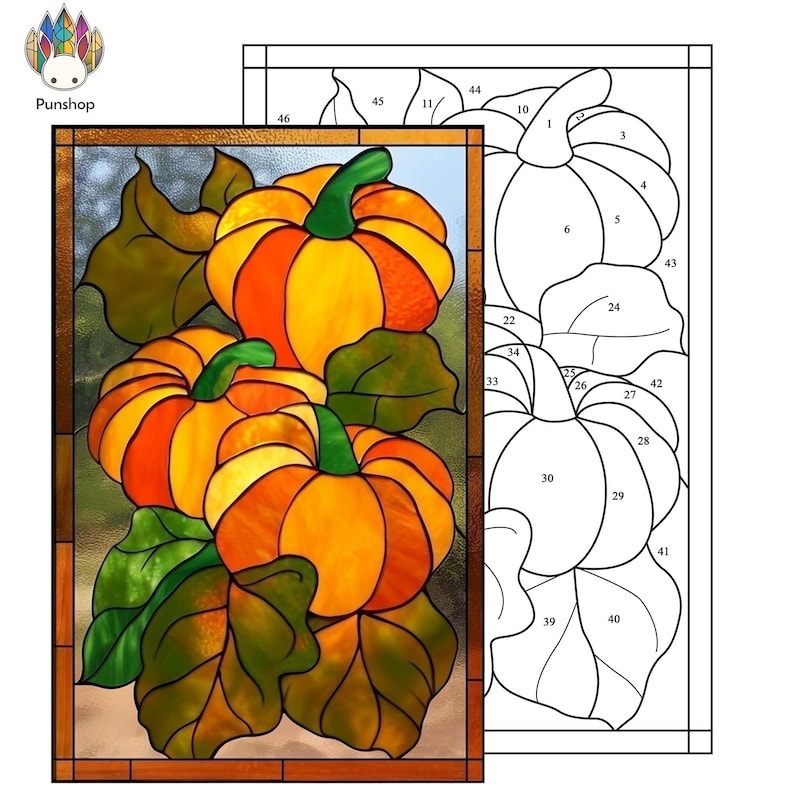 Digital Download Pattern PUN539 Stained Glass Pumpkin Panel – Fall ...