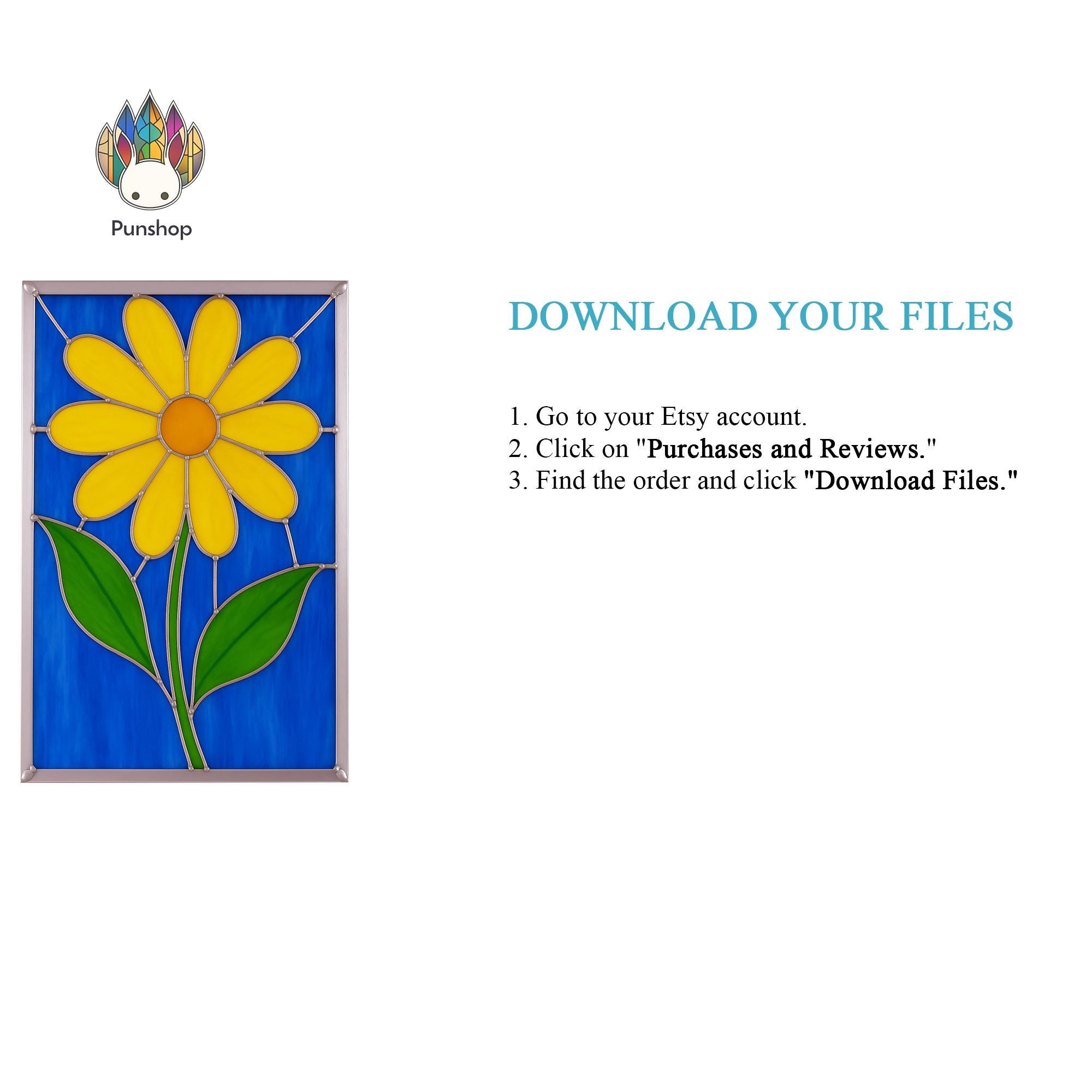 Digital Download PATTERNS Yellow Daisy Stained Glass PUN271 , Diy ...