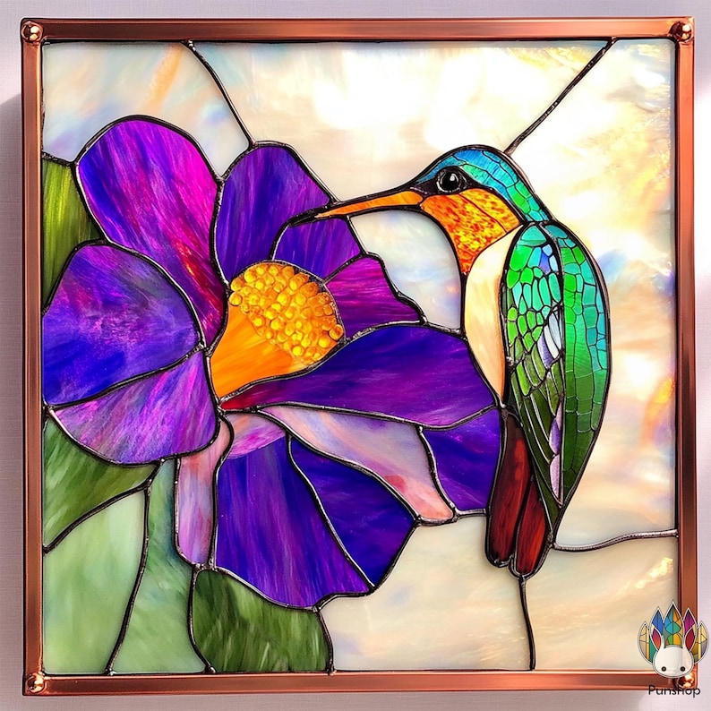 Digital Download Pattern Stained Glass Hummingbird PUN75 , Diy Stained ...