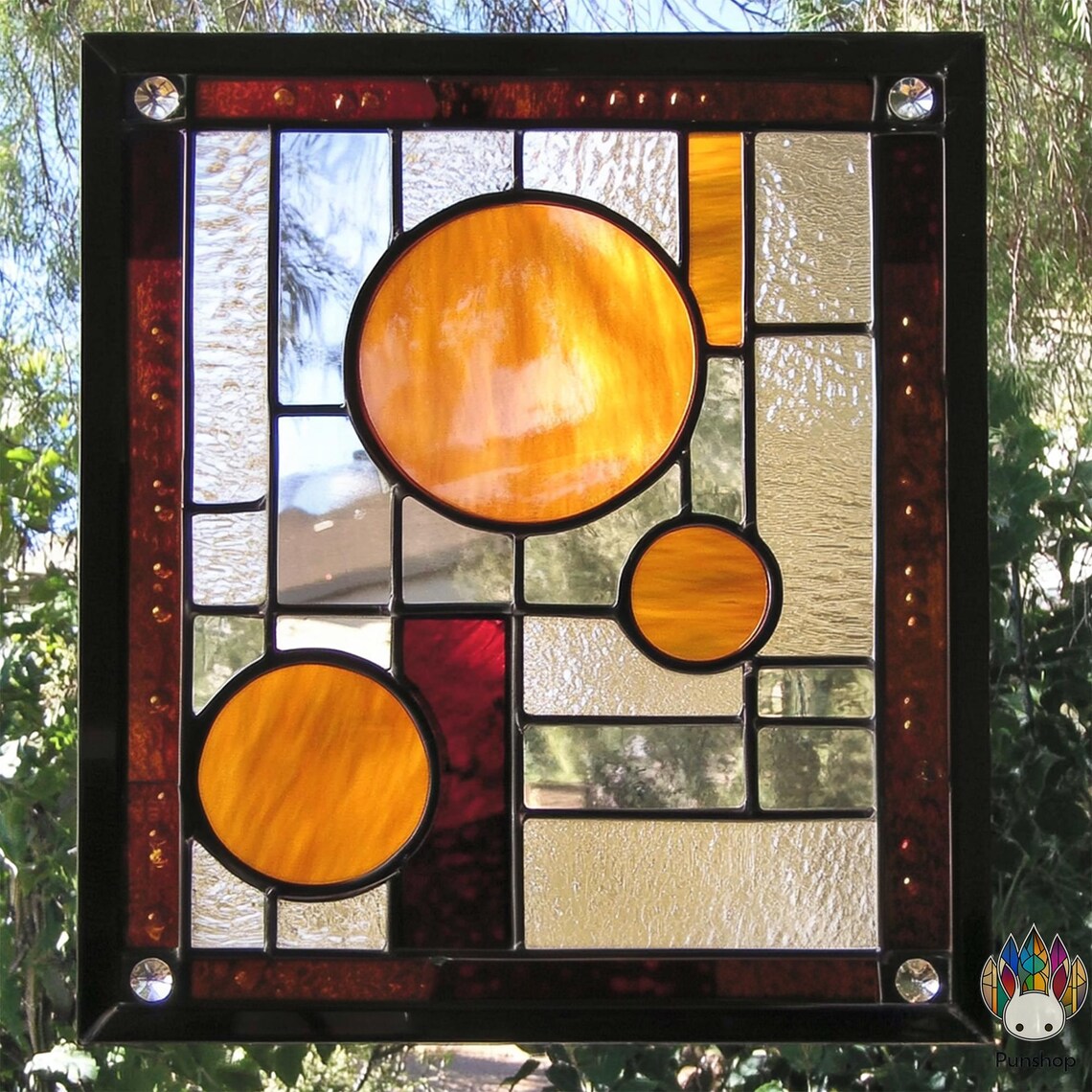 Digital Download Pattern Amber Circles Geometric - Stained Glass Window ...