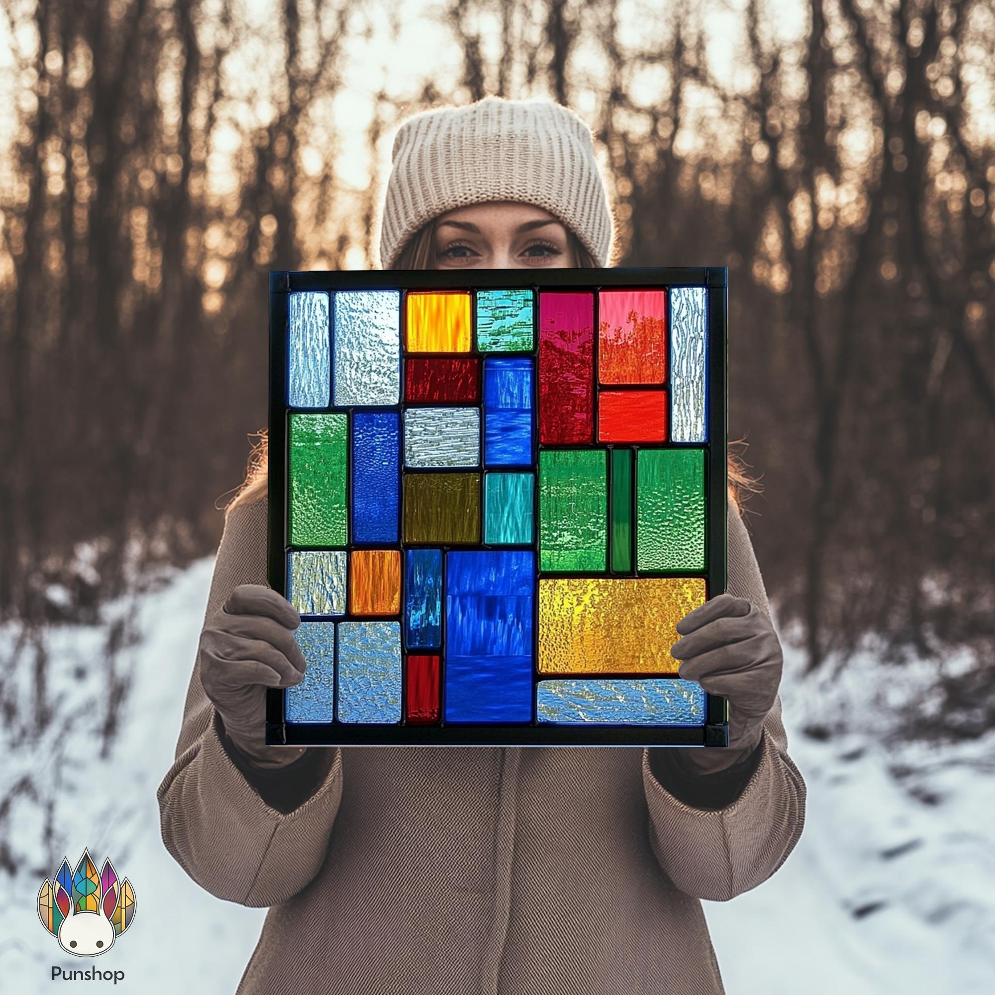 Digital Download Pattern Square Stained Glass Window Panel Multi Colors ...