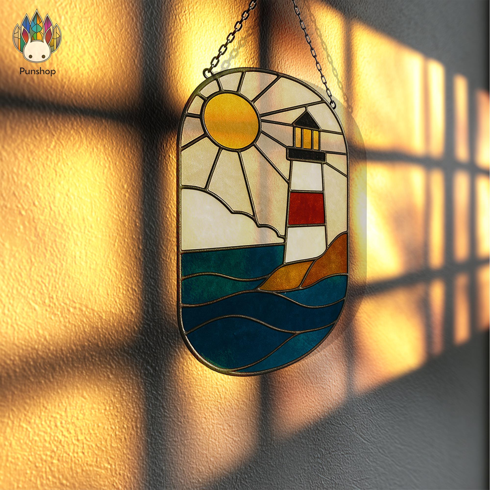 Digital Download Pattern Lighthouse ,stained Glass Panel, Stained Glass ...