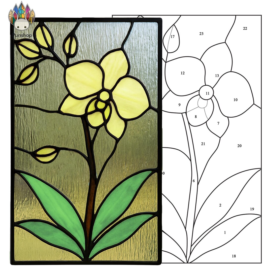 Digital Download PATTERNS Stained Glass Panel, Yellow Orchid NPUN297 ...