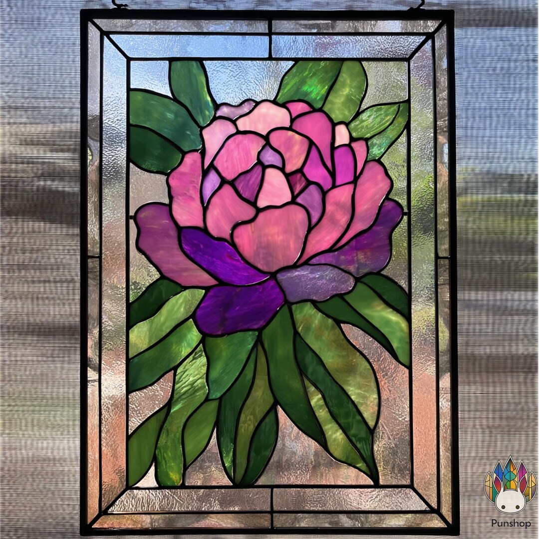 Digital Download PATTERNS NPUN459 Pink and Purple Flower Stained Glass ...