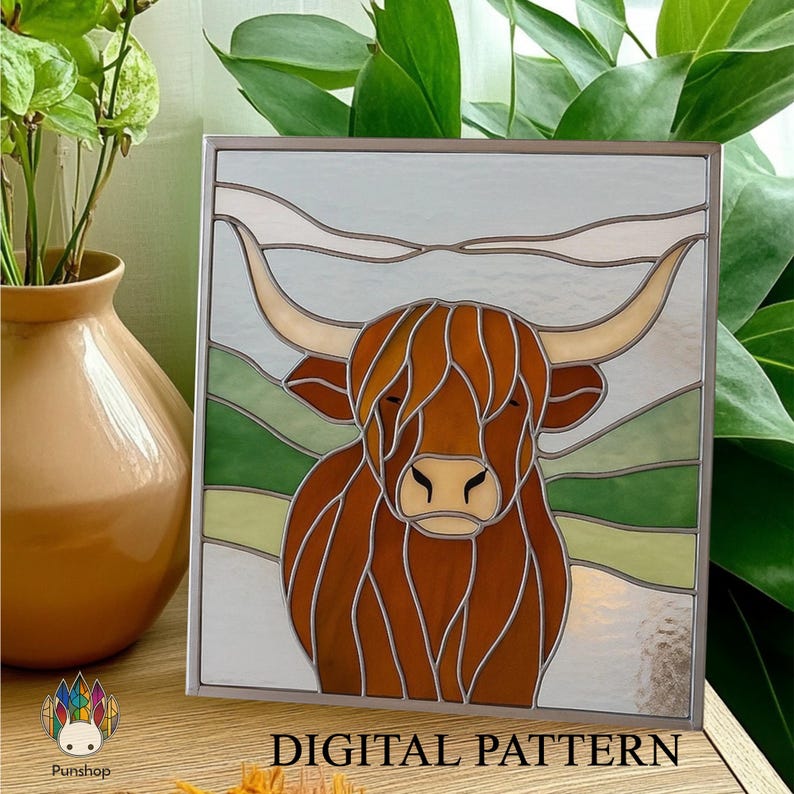 Digital Download Pattern Stained Glass NPUN321 Highland Cattle- COW ...