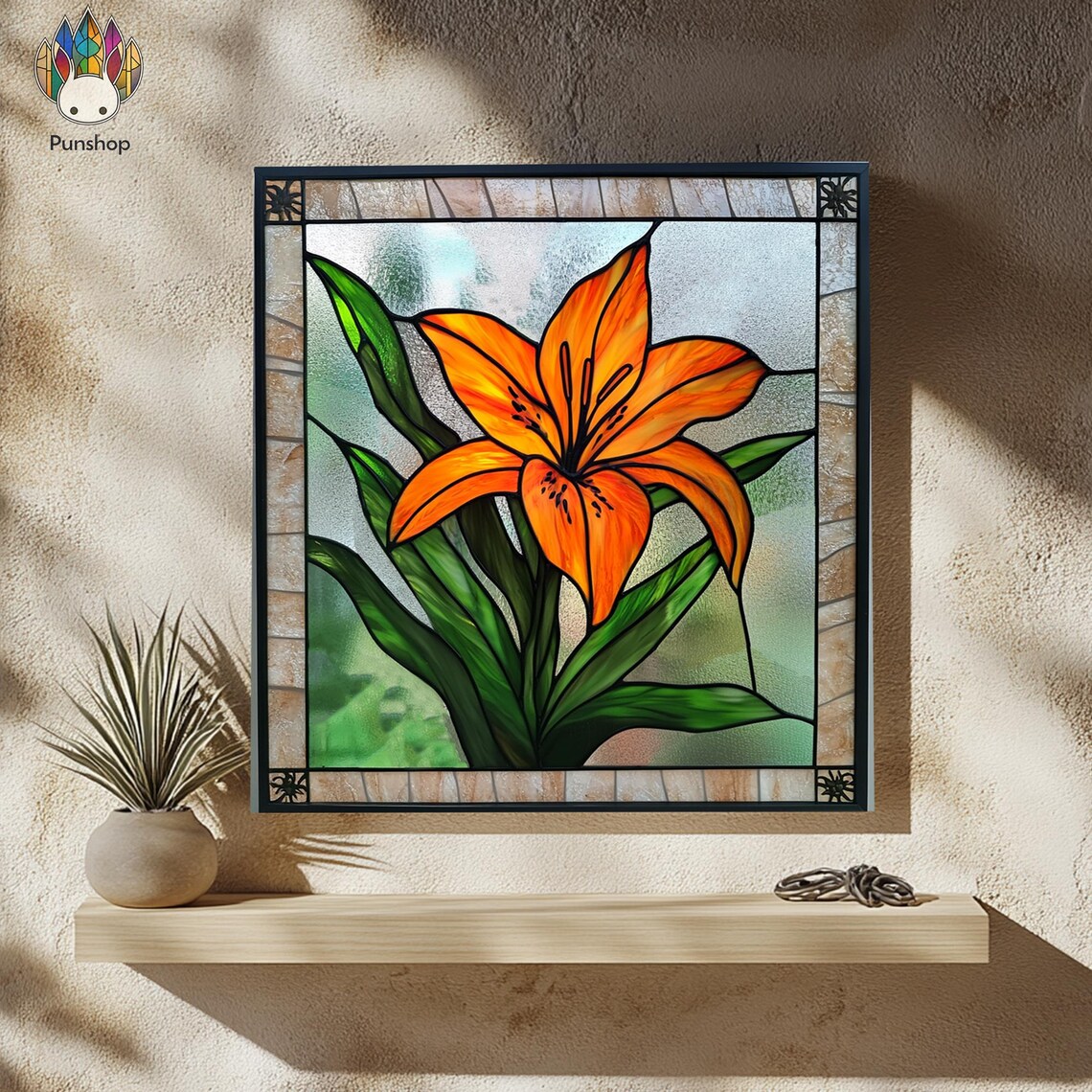 Digital Download PATTERNS Orange Day-lily Lily Stained Glass Panel ...