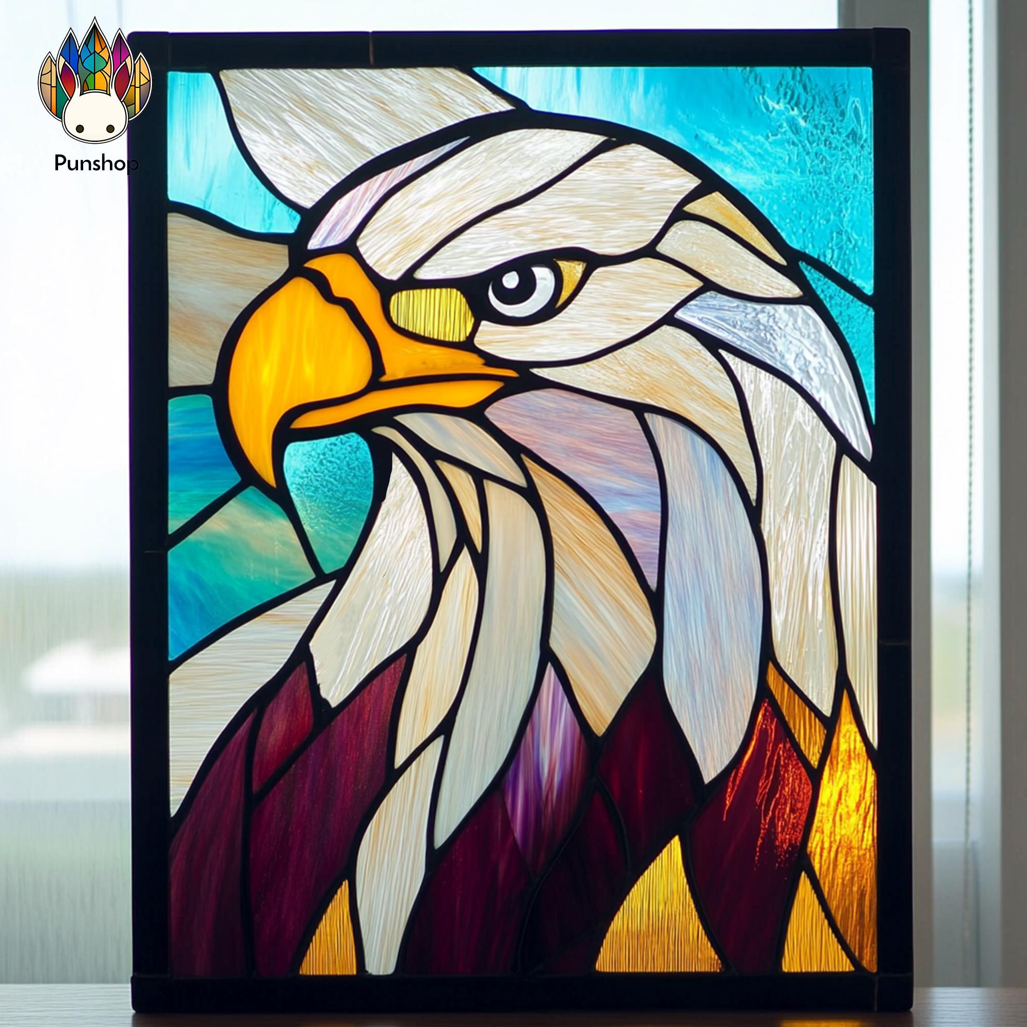 Digital Download Pattern Stained Glass Bald Eagle PUN27 , Diy Stained ...