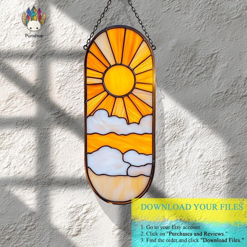 Digital Download Pattern Stained Glass Window Panels -stained Glass Sun ...